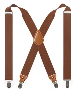 cedrainy adjustable elastic suspenders for men's and women's with x back suspenders for casual & formal(coffe)