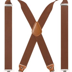 Cedrainy Adjustable Elastic Suspenders for Men's and Women's with X Back Suspenders for Casual & Formal(Coffe)