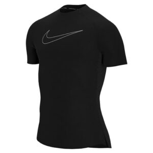 nike pro dri-fit men's tight fit short-sleeve top (as1, alpha, l, regular, regular, black/white)