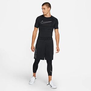 Nike Pro Dri-FIT Men's Tight Fit Short-Sleeve Top (as1, Alpha, l, Regular, Regular, Black/White)