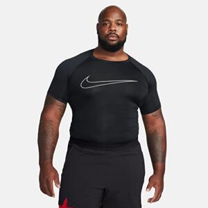 Nike Pro Dri-FIT Men's Tight Fit Short-Sleeve Top (as1, Alpha, l, Regular, Regular, Black/White)