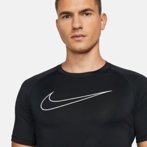 Nike Pro Dri-FIT Men's Tight Fit Short-Sleeve Top (as1, Alpha, l, Regular, Regular, Black/White)