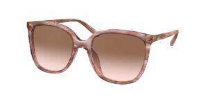 michael kors mk2137u 317513 57mm rose transparent/brown pink gradient square sunglasses for women+ bundle with designer iwear eyewear kit