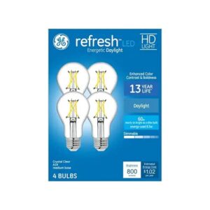 ge refresh 60 watt equivalent a19 daylight dimmable led light bulb (4-pack)