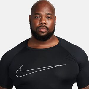 Nike Pro Dri-FIT Men's Tight Fit Short-Sleeve Top (as1, Alpha, l, Regular, Regular, Black/White)