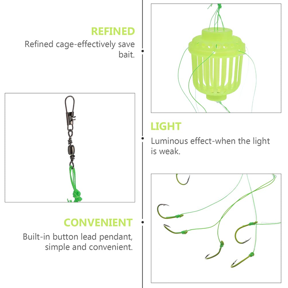 BESPORTBLE 4pcs Fishing Lure Hook Luminous Carp Fishing Cage Basket Outdoor Fishing Feeder Hook Trap Fishing Bait Cage Tackle Supplies