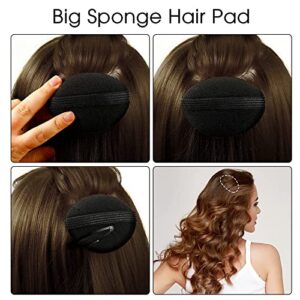 12 Pieces Hair Base Sponge Invisible Clip Comb Volume Tool False Pads Hair Styling Inserts and Extensions Accessories (Black)