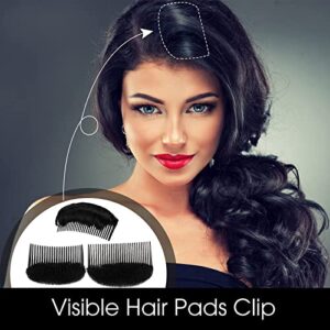 12 Pieces Hair Base Sponge Invisible Clip Comb Volume Tool False Pads Hair Styling Inserts and Extensions Accessories (Black)