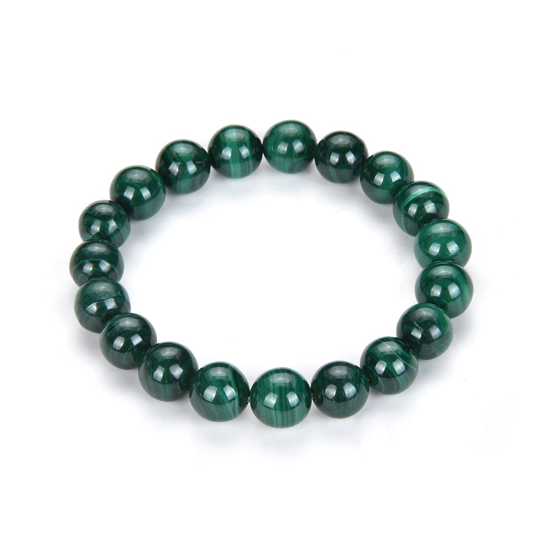 Adabele Real Natural Green Malachite Gemstone Beaded Bracelet 7.5 inch Stretch Chakra Healing Crystal Stone Women Mom Gift (Unisex) GB10-B11