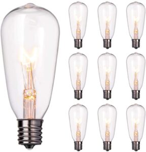 doratale 10 pack replacement light bulbs outdoor, 7w st40 clear edison replacement bulbs for outdoor string lights, e17 intermediate screw base c9 vintage christmas bulbs, warm white