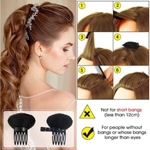 12 Pieces Hair Base Sponge Invisible Clip Comb Volume Tool False Pads Hair Styling Inserts and Extensions Accessories (Black)