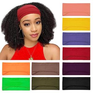 ritoper 10 pack wide headbands, workout yoga running boho hair wraps, non-slip thick sweat bands for active women