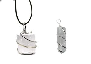 arts of india raw selenite crystal pendant necklace pack of 2