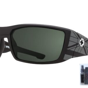 SPY Dirk Hawaii/HD Plus Gray Green Polarized Rectangular Sunglasses for Men + BUNDLE with Designer iWear Eyewear Kit