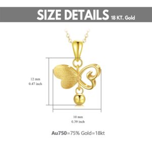 SISGEM Solid 18K Gold Butterfly Necklace for Women, Real Gold Heart Butterfly Pendant Jewelry Anniversary Christmas Gift for Her, Mom, Wife, Girls