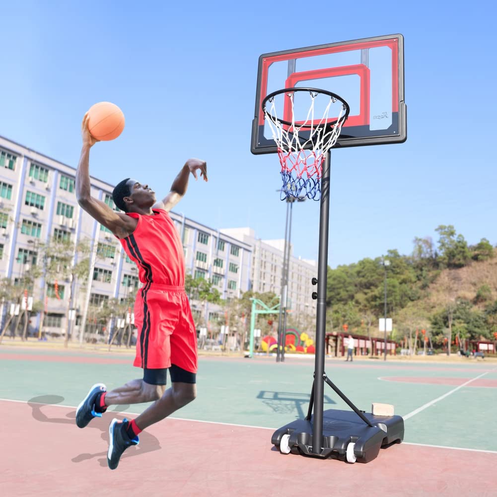 Ochine Portable Basketball System Backboard Adjustable Height 5.4FT-6.8FT, Basketball Equipment with 33 Inch Backboard and Wheels Youth Kids Outdoor Indoor Basketball Goal Game (Ship from USA)