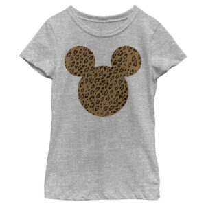 disney characters cheetah mouse girl's crew tee, athletic heather, medium