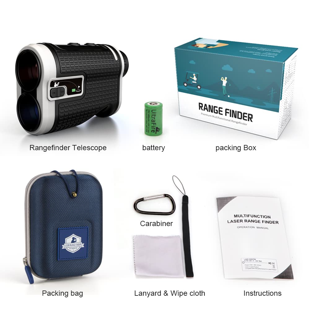 Laser Rangefinder with Slope Switch - 650 Yards Range, Slope Measurement, Ambient Display, Flag Lock with Pulse Vibration, 7X Magnification (MG-6S)