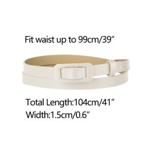 Allegra K Thin Nonporous Waist Belt Rectangle Buckle Plus Size Belts for Jeans Dress Fit waist up to 99cm/39 Beige