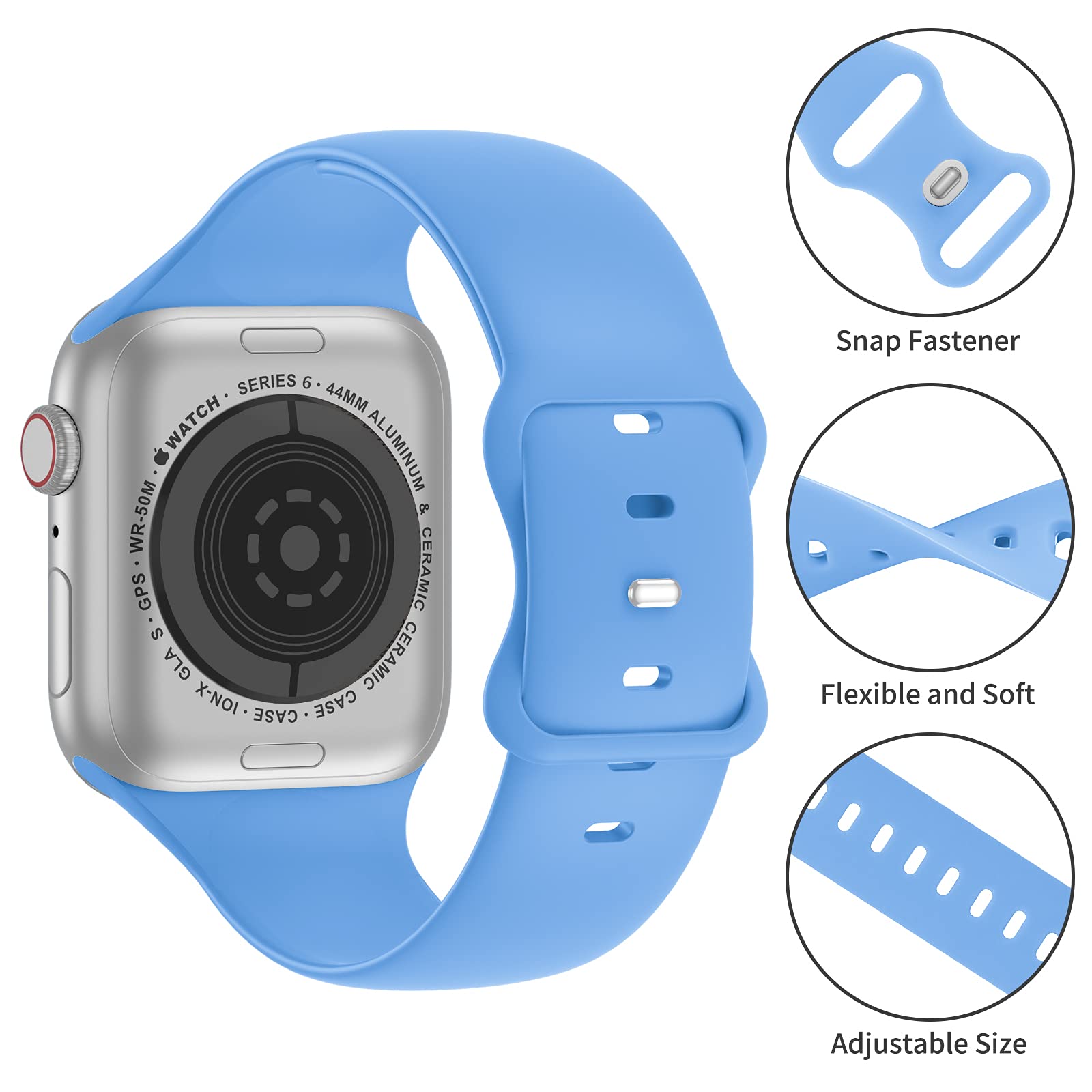 Bandiction Compatible with Apple Watch Series 3 38mm Series 5 40mm iWatch Bands 38mm 40mm 41mm, Soft Silicone Sport Replacement Strap Compatible for iWatch SE Series 9 8 7 6 5 4 3 2 1 Ultra