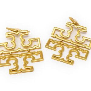 Tory Burch Womens Britten Logo Drop Earrings (Gold)