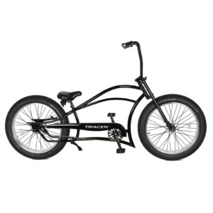 tracer siena stretch beach cruiser bike for adults,chopper style with 1/3/7 speed, alloy fat rims and fat tires. (1 speed gt, black)