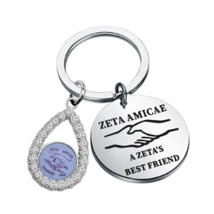 myospark zeta amicae inspired gift a zeta's best friend 1948 keychain soror sisters gift greek sorority jewelry gift for sisterhood (za best friend kc)