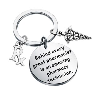 seiraa pharmacy pharmacist gift rx jewelry behind every great pharmacist is an amazing pharmacy technician keychain (rx keychain)