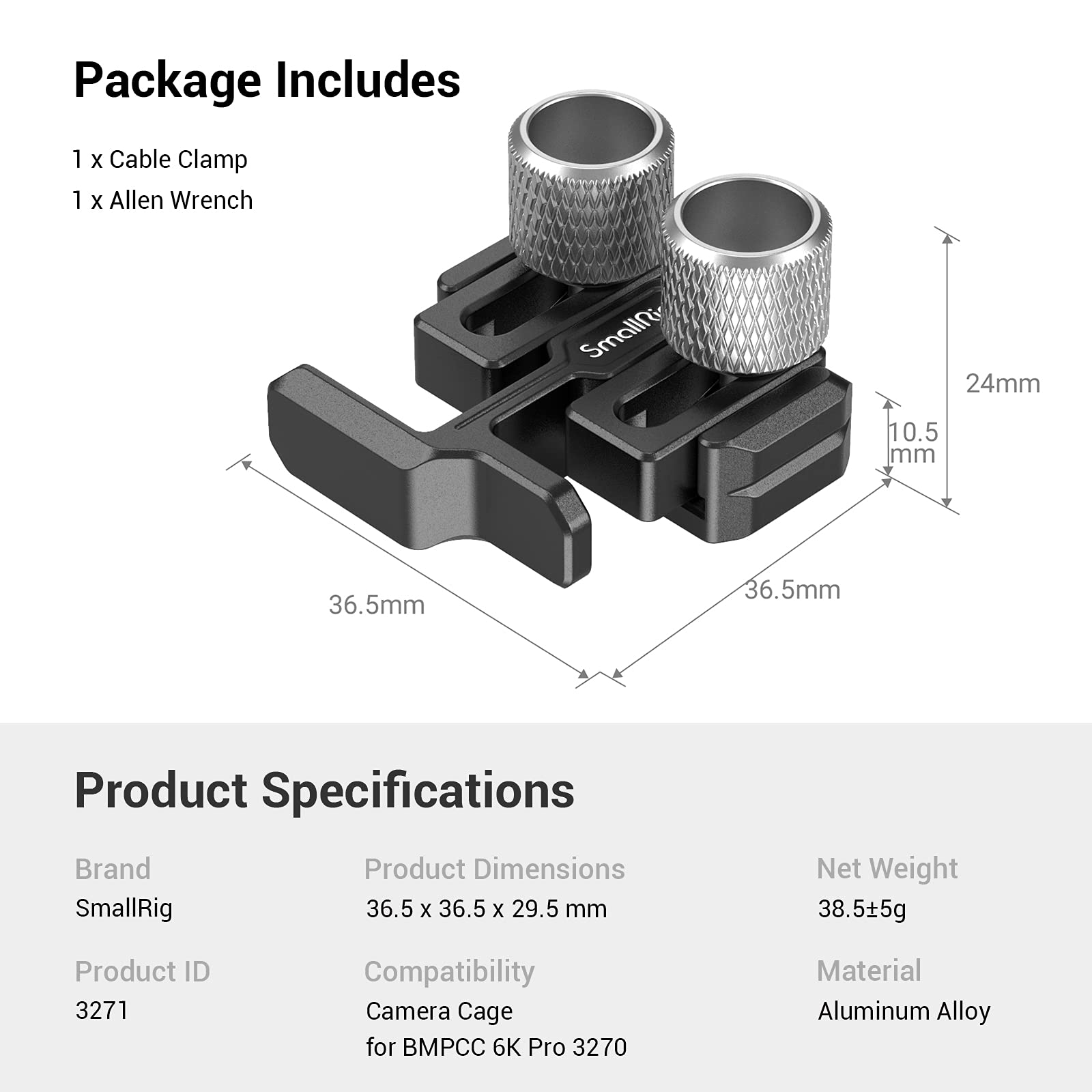 SmallRig Cable Clamp for HDMI & for USB-C for BMPCC 6K PRO - 3271