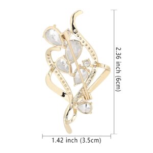 Zirconia Crystal Flower Brooches Pins for Women bouquets Costume Jewelry Gifts (rose gold)