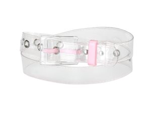 allegra k womens grommet clear waist belt plus size plastic waist belts for jeans dresses 66-96cm/25.98-37.80" pink