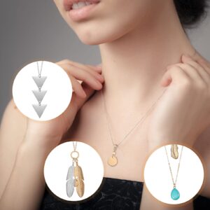 Hicarer 30 Pcs Long Pendant Necklace Set Simple Bar Layer Tassel Y Tassel Leaf Circle Bar Necklace Y-shaped Statement Sweater Necklace for Women