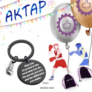 AKTAP Boxing Gloves Keychain Fitness Jewelry May You be Proud of The Work You Do Boxer Fans Key Rings Boxing Gifts