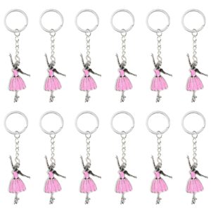 chris.w 12pcs ballerina dancer keychains, ballet dander key chain, dancing girl car bag chain for girls and women party favors