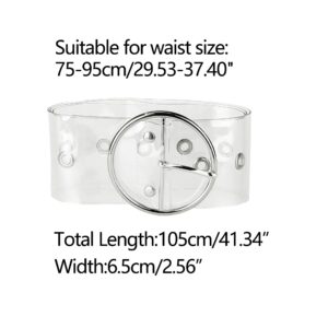 Allegra K Womens Grommet Clear Wide Waist Belts for Dresses Transparent Belts Pin Buckle 75-95cm/29.53-37.40" Silver Round Buckle