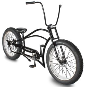 Tracer Siena Stretch Beach Cruiser Bike for Adults,Chopper Style with 1/3/7 Speed, Alloy Fat Rims and Fat Tires. (1 Speed GT, Black)