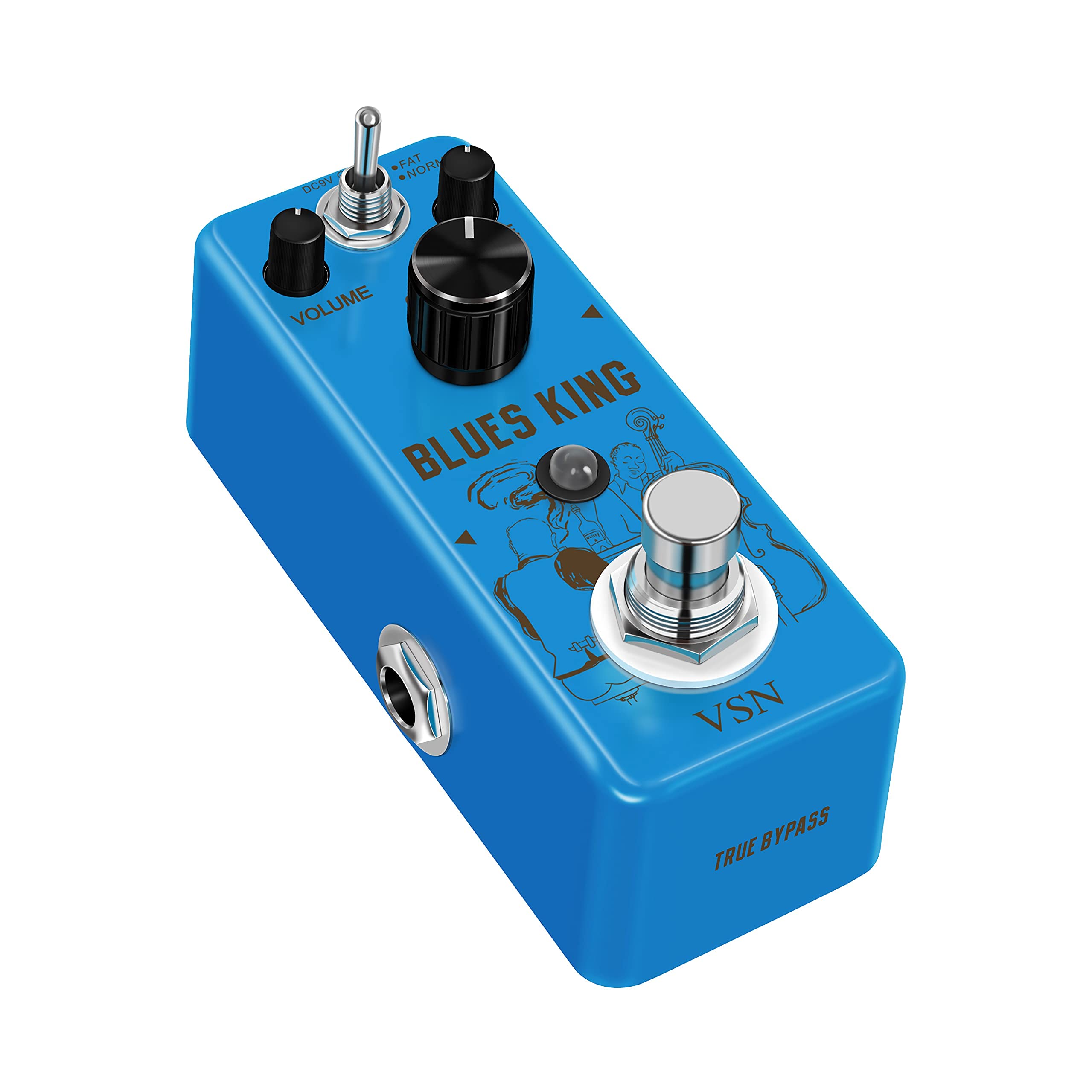 VSN Bluesy Guitar Pedal Blues Style Distortion Effect Pedal Fat&Normal 2 Modes Wide Range Frequency Response for Mini Size True Bypass, LEF-321