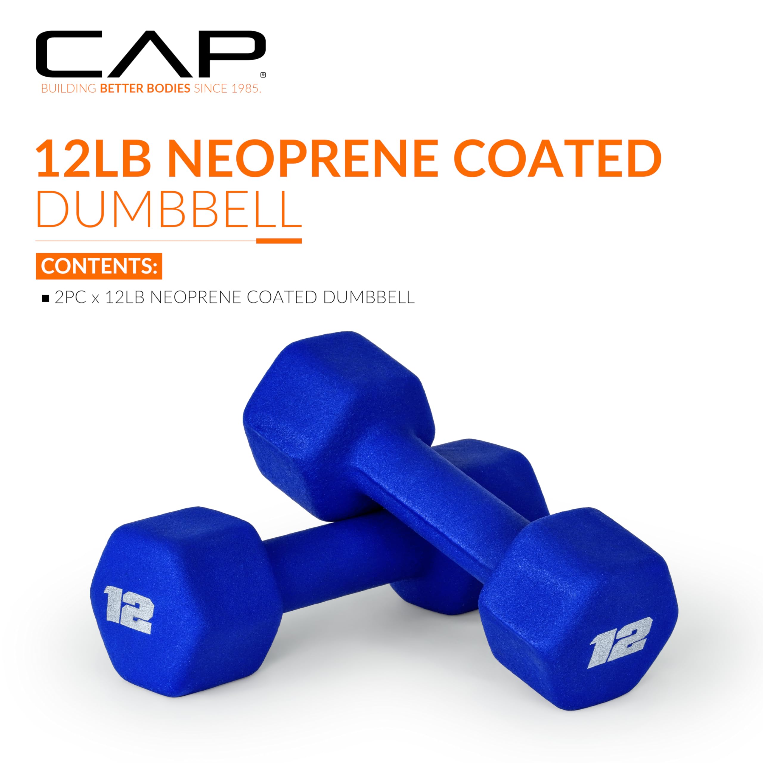 CAP Barbell Neoprene Dumbbell Weights, 12 lb Pair, Admiral Blue