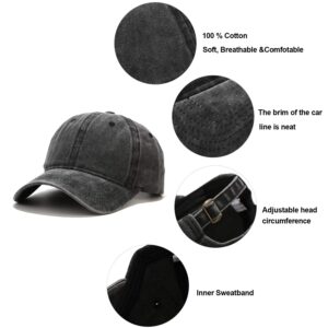 Umeepar 3 Pack Baseball Cap Vintage Distressed Low Profile Unstructured Plain Cotton Dad Hat Adjustable for Women Men (Black, Dark Blue, Yellow)