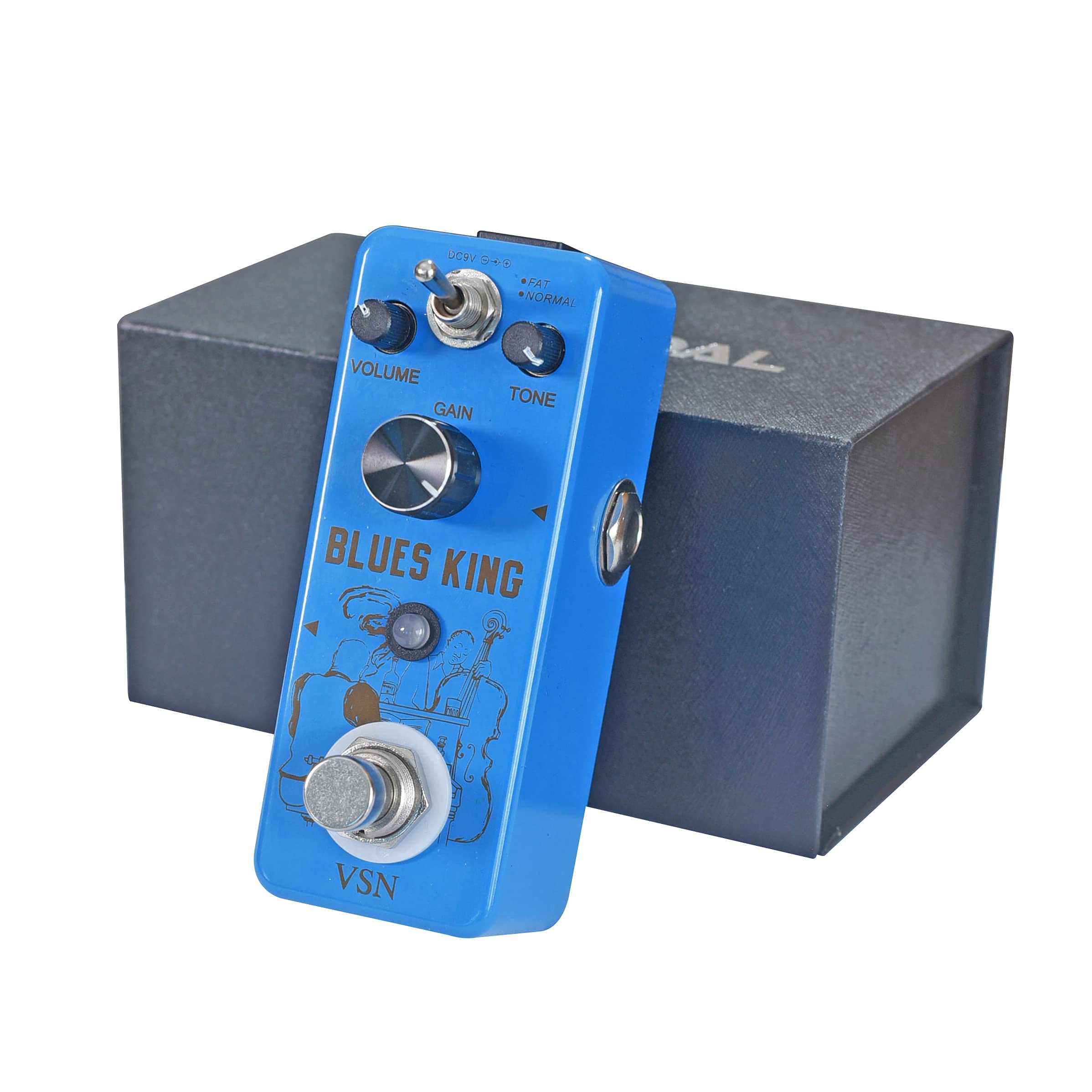 VSN Bluesy Guitar Pedal Blues Style Distortion Effect Pedal Fat&Normal 2 Modes Wide Range Frequency Response for Mini Size True Bypass, LEF-321