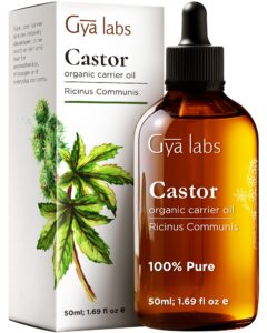 gya labs organic cosmetics castor oil for eyelashes and eyebrows - 100% natural cold pressed castor oil for hair, eyelash & eyebrow - unrefined carrier oil for skin (1.7 fl oz + eyelash kit)