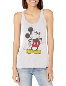 disney womens disney characters classic vintage mickey tri-blend racerback layering tank t shirt, white heather, medium us