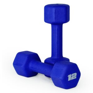 cap barbell neoprene dumbbell weights, 12 lb pair, admiral blue