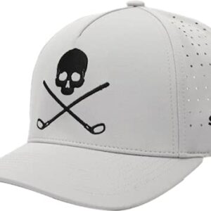 SHANKITGOLF Skull & Crossbones Golf Hat - Adjustable, Breathable, Snapback Trucker Hat - Funny Skull Cap, Perfect for Golfing, Hiking, Fishing, Running & Outdoor Activities (Gray)