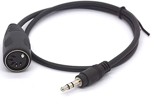 PIIHUSW 3.5mm 5 Pin Din MIDI Cable, 5-Pin DIN Plug Female to 3.5 (1/8in) TRS Stereo Male Jack Converter Cable for MIDI Keyboard IK Multimedia (50 cm)