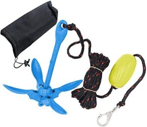 xialuo marine kayak anchor portable folding grapnel kayak anchor kit (1.5lb) with 30 ft marine rope