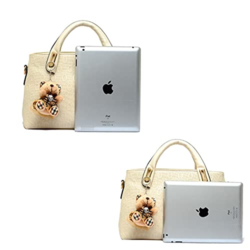 RainboSee 4pcs Set Handbags for Women Fashion Top Handle Shoulder Bag Hobo Shopper Satchels Card Holder Tote Purses Beige