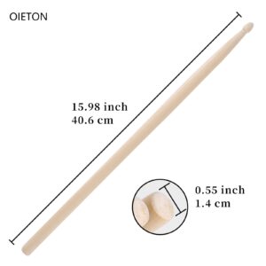 OIETON 12 Pairs Drum sticks 5A Classic Maple Wood Drumsticks Wood Tip Drumstick for Adults Kids and Beginners