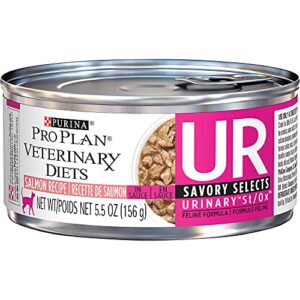 purina pro plan veterinary diets ur urinary st/ox savory selects feline formula salmon recipe wet cat food, 5.5 oz., case of 24, 24 x 5.5 oz