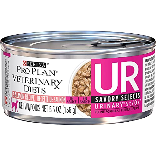 Purina Pro Plan Veterinary Diets UR Urinary St/Ox Savory Selects Feline Formula Salmon Recipe Wet Cat Food, 5.5 oz., Case of 24, 24 X 5.5 OZ